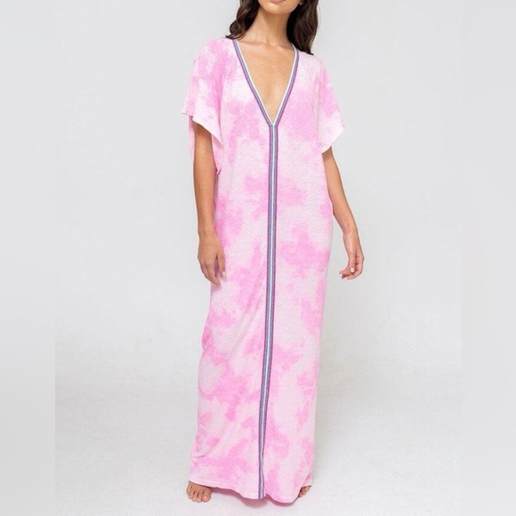 Pitusa | Dresses | Pitusa Inca Abaya Maxi Dress Os Pink Tie Dye Burnout ...